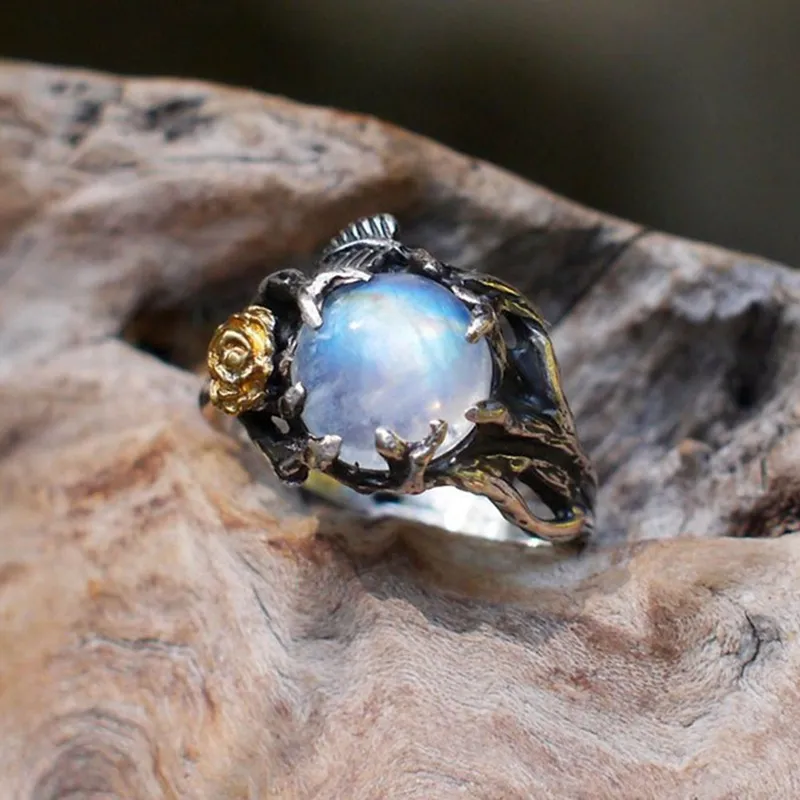 Vintage Mond Kristall Ring in Silber – Precious Treasures
